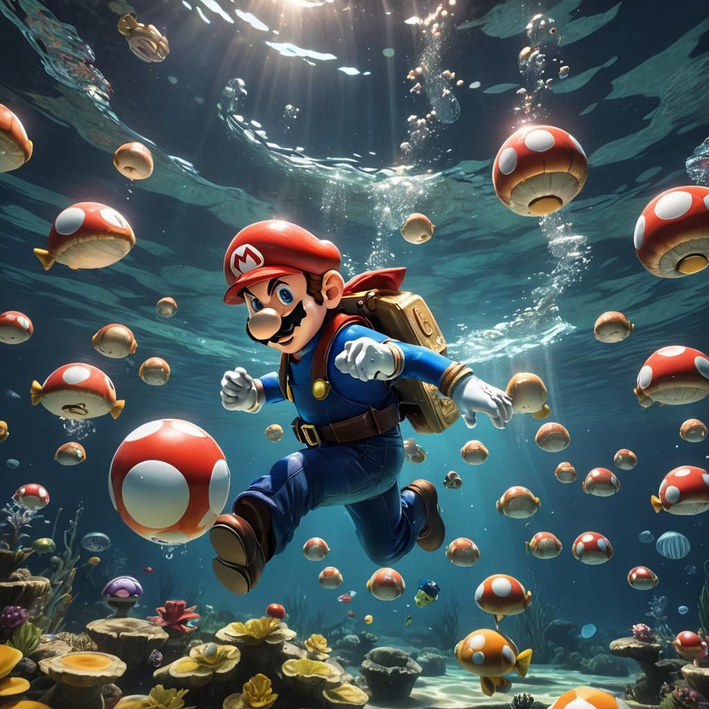 Mario's Underwater Adventure - AI Generated Artwork - NightCafe Creator