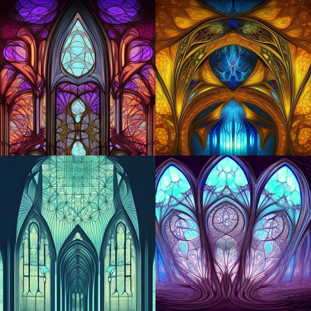 mindscape, wallpaper look, abstract, organic, fractal, arched gothic ...