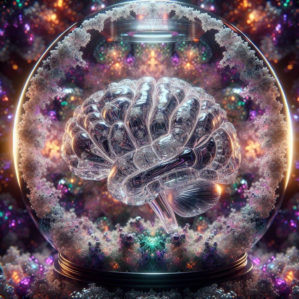 Crystal Brain in terrarium - AI Generated Artwork - NightCafe Creator