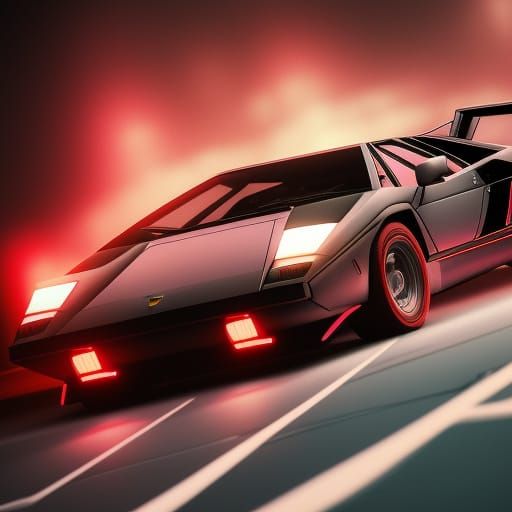 lamborghini countach lp400, cyberpunk, neon lights, - AI Generated ...