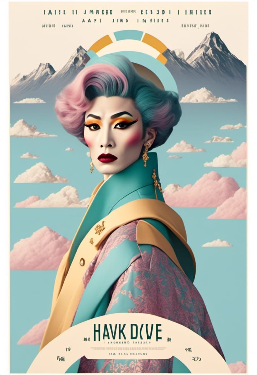 A poster for a Handsome Japanese drag king from a Wes Anderson movie in ...