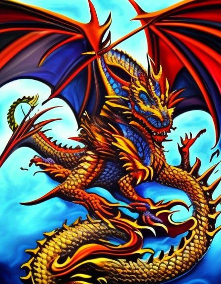 Chinese Winged Dragon - AI Generated Artwork - NightCafe Creator