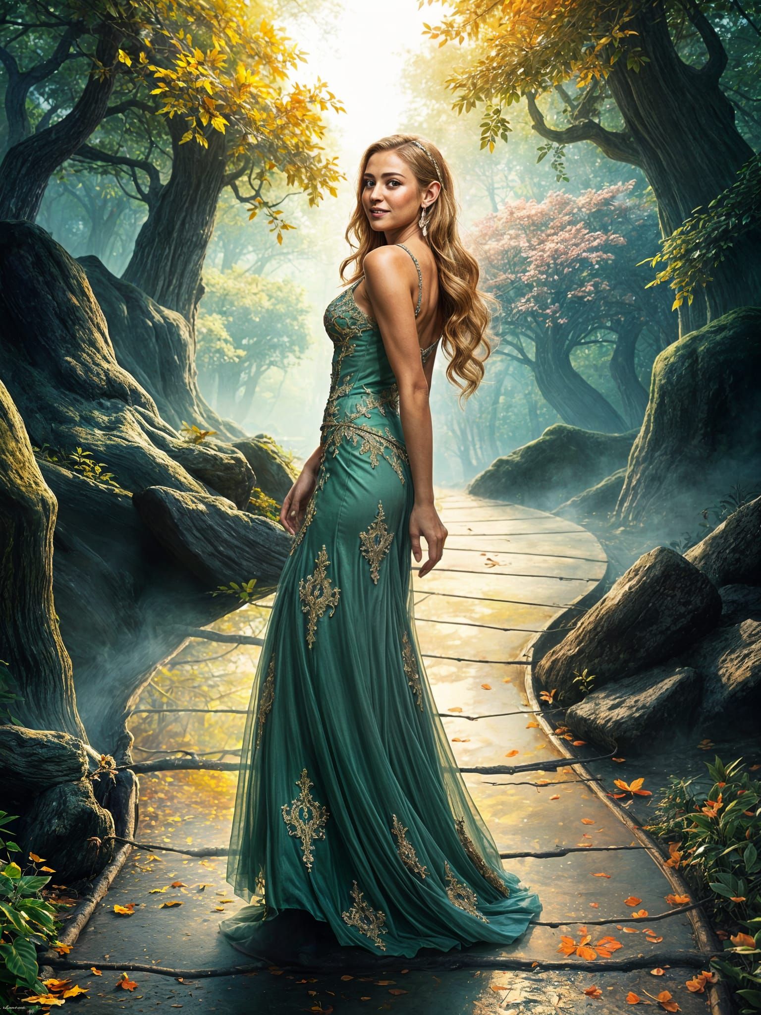 Surreal Elf Woman in Vibrant Complementary Colors - AI Art