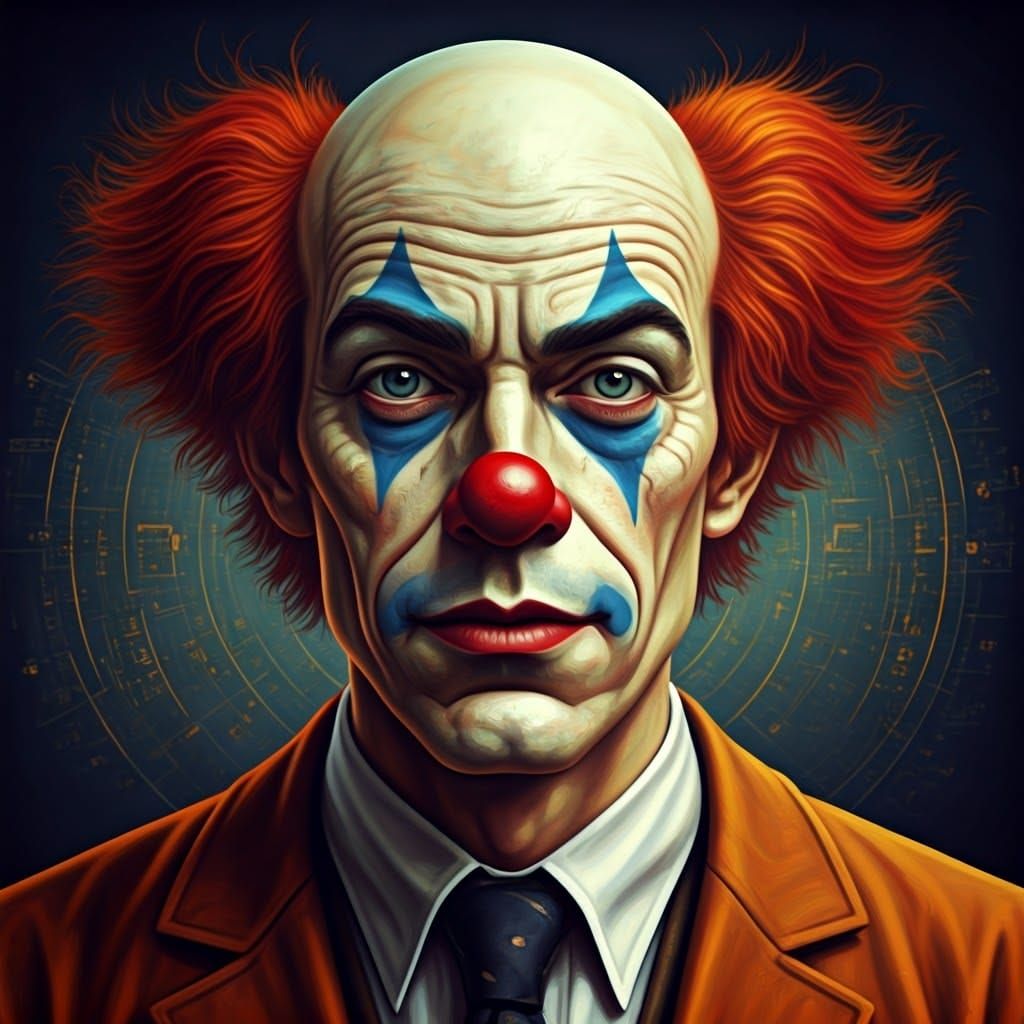 Portrait Clown Avant-garde Complex Equations Flexibus Vivid Oil Pastels ...