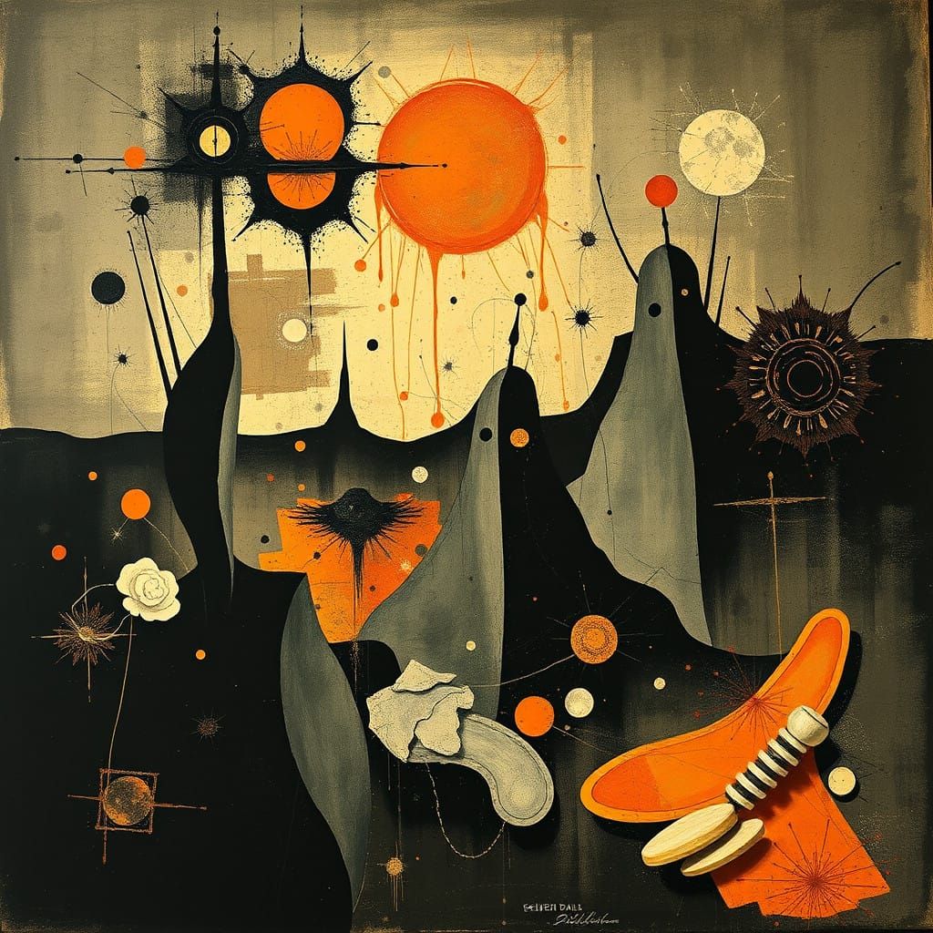 Distorted Surrealist Masterpiece in Harsh Monochro... - AI Art