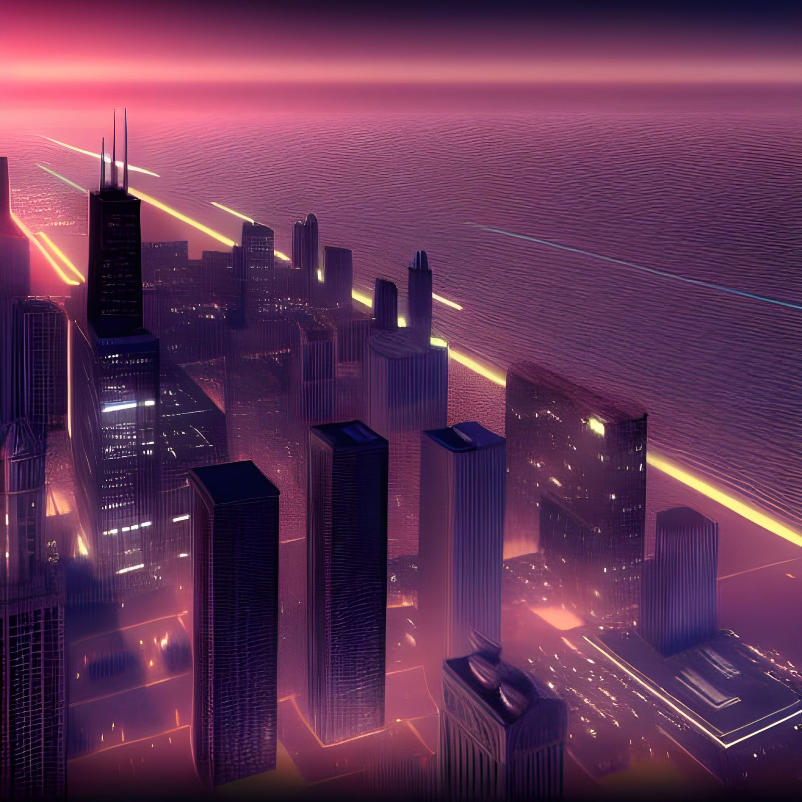 Chicago in the future 2050 - AI Generated Artwork - NightCafe Creator