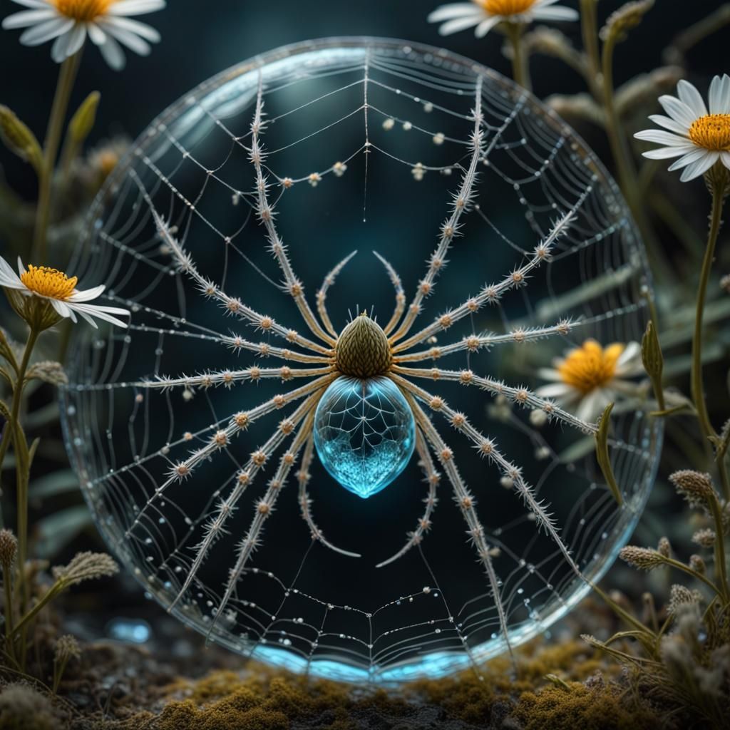 The Glowing Spiderweb - AI Generated Artwork - NightCafe Creator