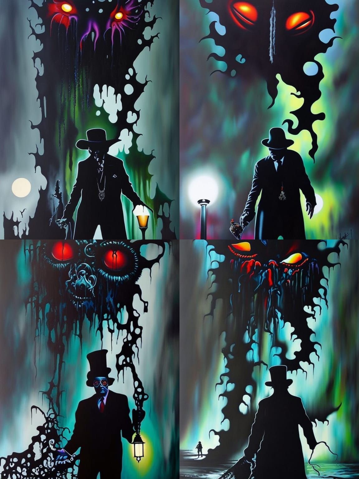 THE SHADOW MAN By Greg Rutkowski Tim Burton graffiti art, splash art ...