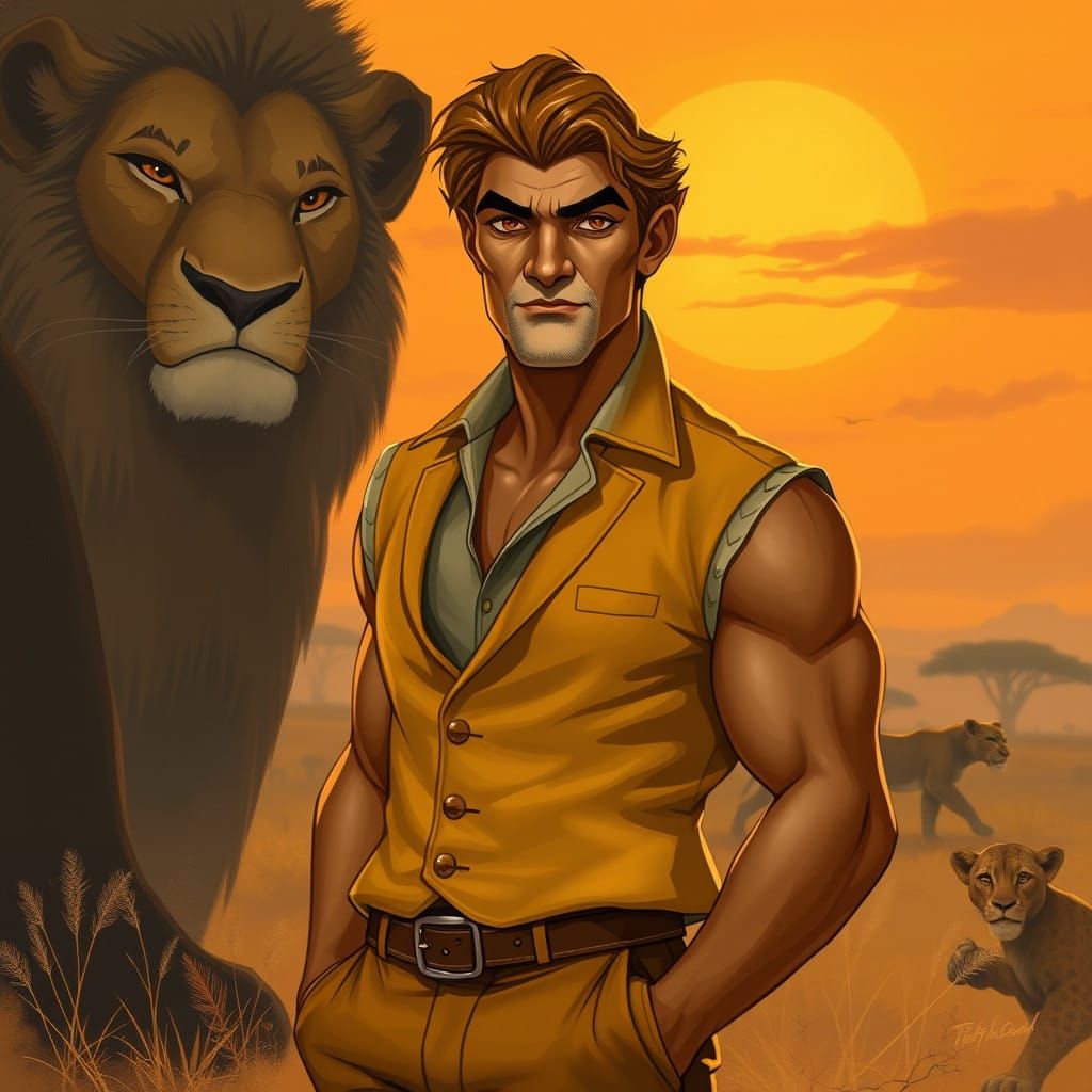 Handsome Simba in Savanna Attire - AI Art