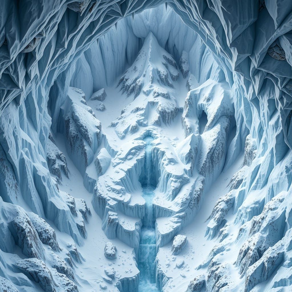 Epic Ice Cave TTRPG Map Reaches for the Snowy Peak... - AI Art