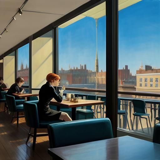 Edward Hopper cafe - AI Generated Artwork - NightCafe Creator