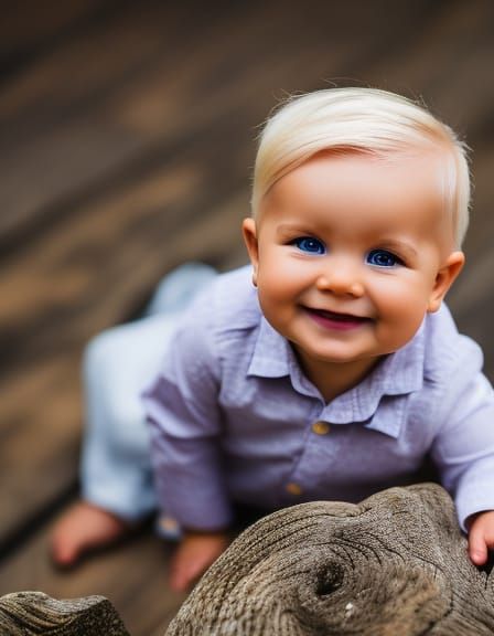 ultrarealistic cute, smiling blonde human baby Professional photography ...