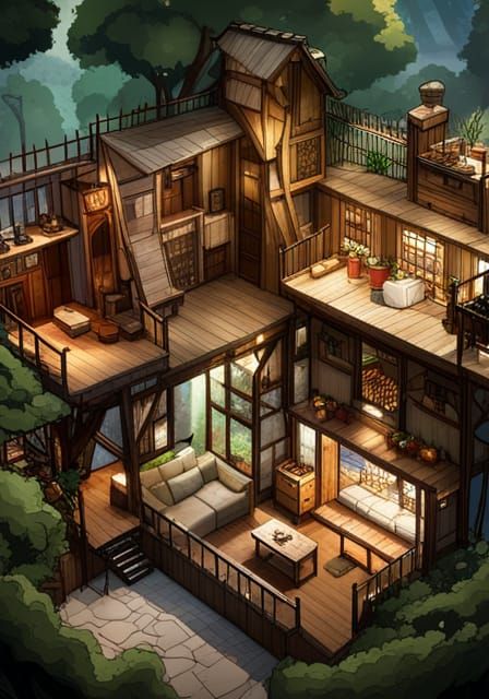 Treehouse interior - AI Generated Artwork - NightCafe Creator