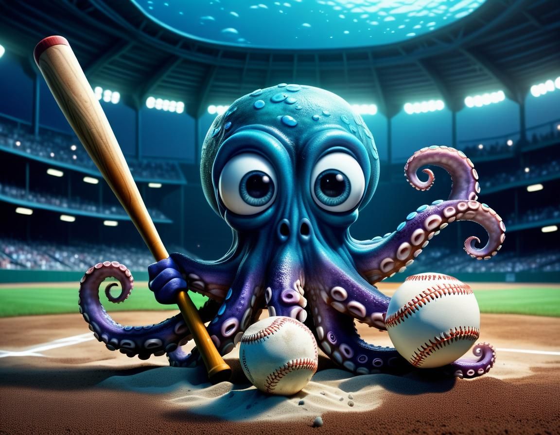 An octopus baseball player - AI Generated Artwork - NightCafe Creator