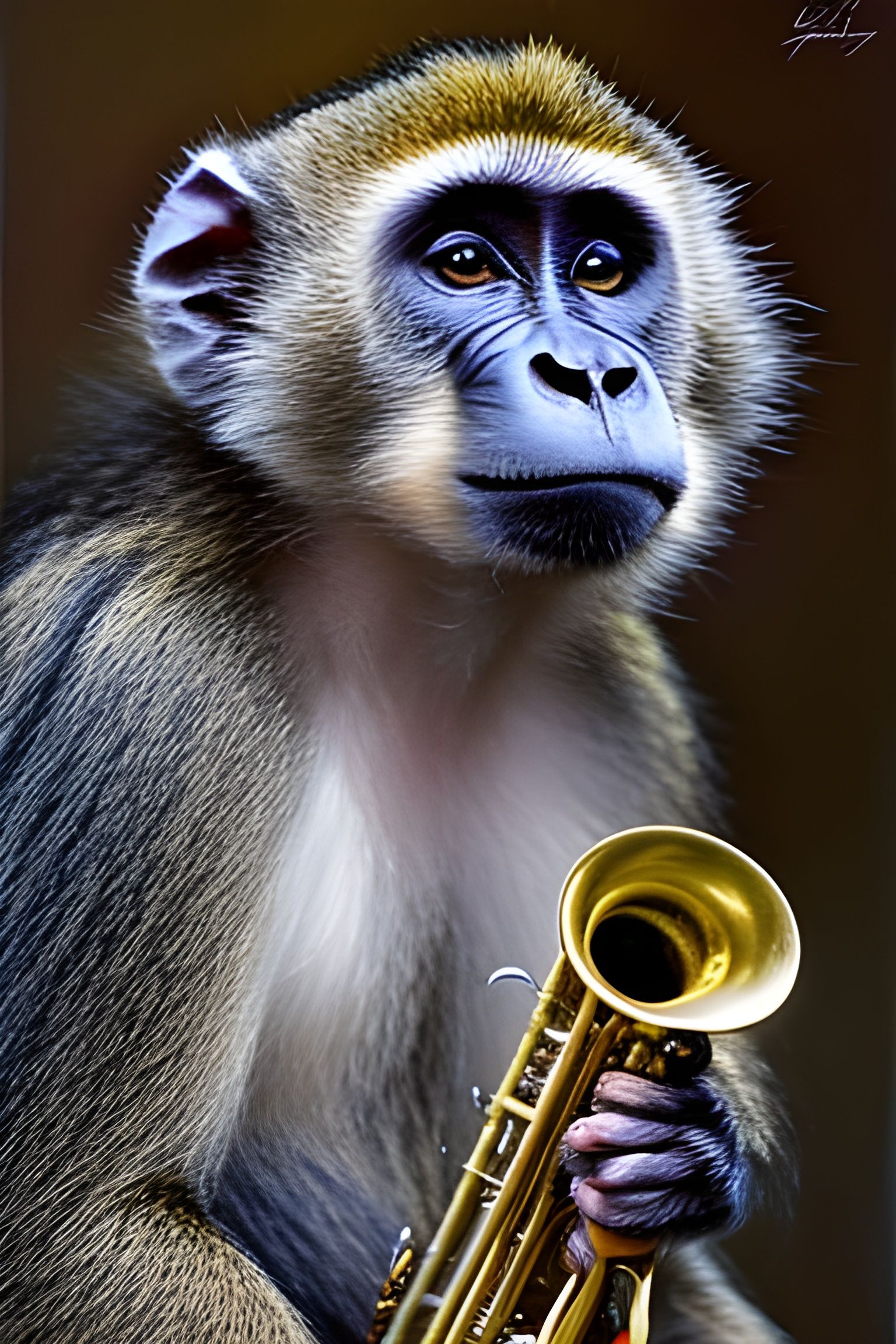 monkey with a trumpet - AI Generated Artwork - NightCafe Creator