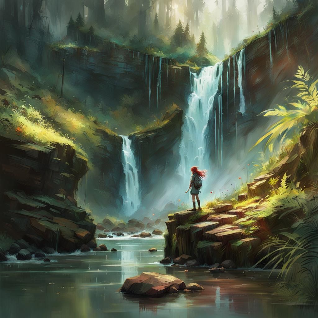Waterfall discover - AI Generated Artwork - NightCafe Creator
