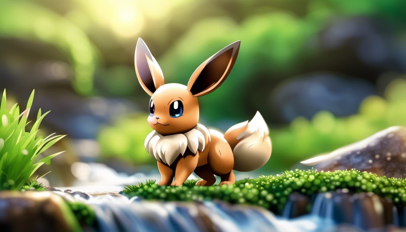 Eevee standing on a rock - AI Generated Artwork - NightCafe Creator