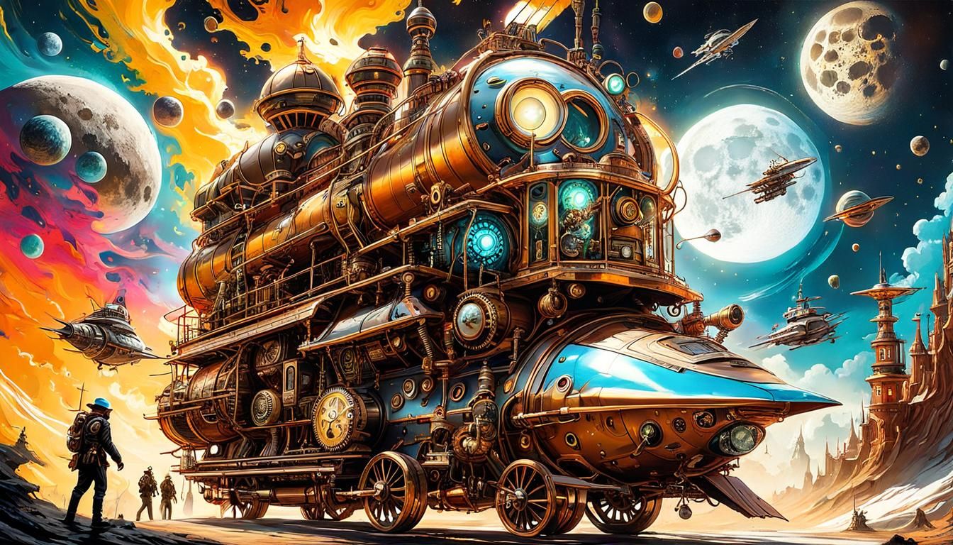Steampunk Space Travel 1891 - AI Generated Artwork - NightCafe Creator