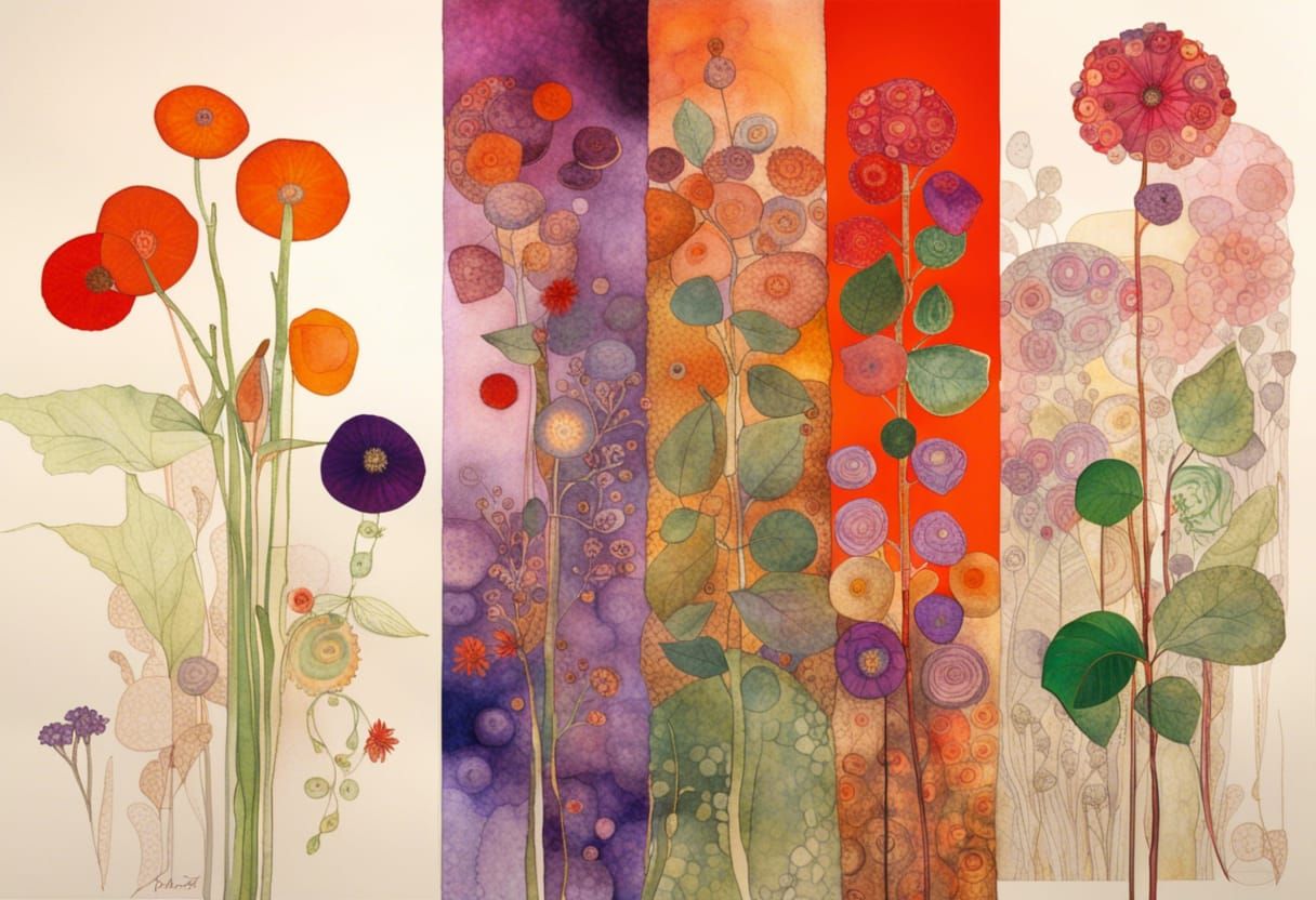 "Botanical PLANT COLLAGE; art by Beatrix Potterand Gustav Klimt ...