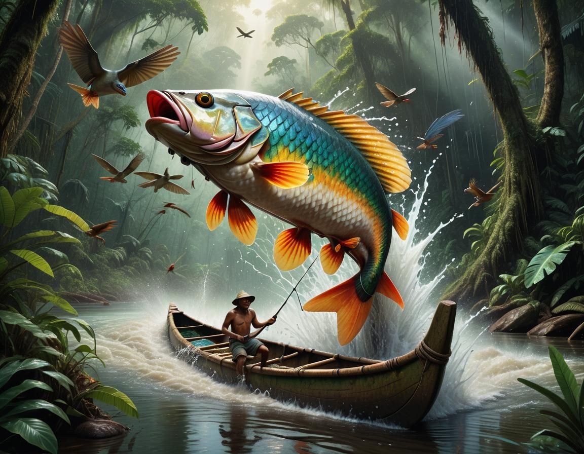 Amazon fishing - AI Generated Artwork - NightCafe Creator