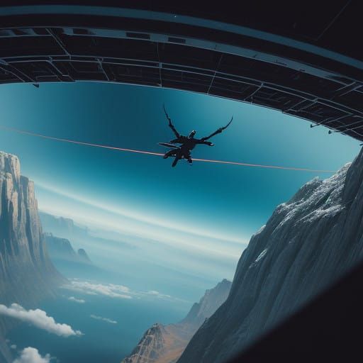 Ethereal Figure Soars Above Infinity Trampoline in... - AI Art