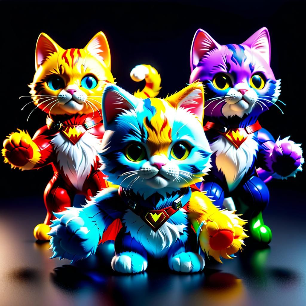 Superhero toy cats
