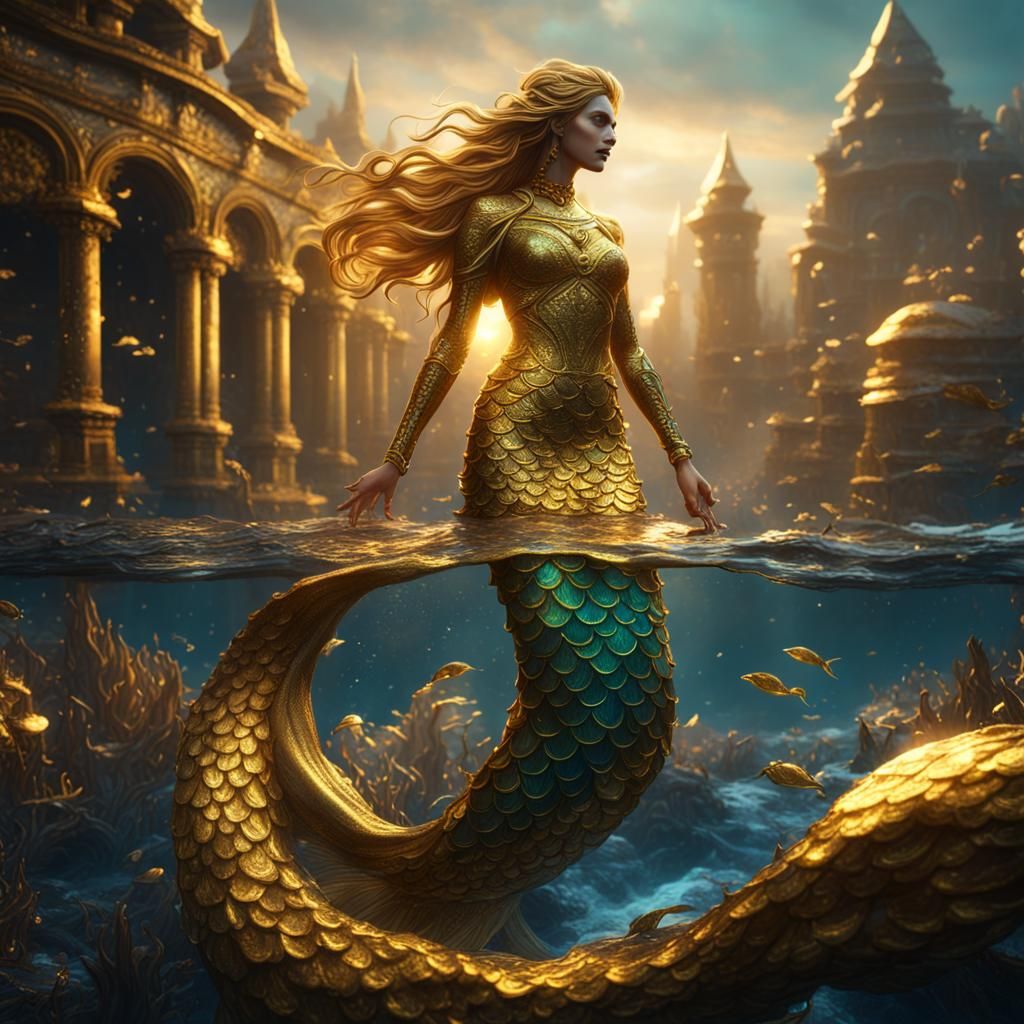 golden mermaid - AI Generated Artwork - NightCafe Creator