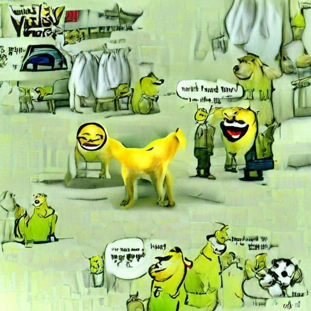 haha funny yellow dog lol - AI Generated Artwork - NightCafe Creator