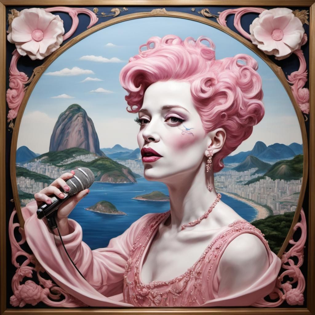 A Porcelain Painting of Pink Singing in Rio! - AI Generated Artwork ...