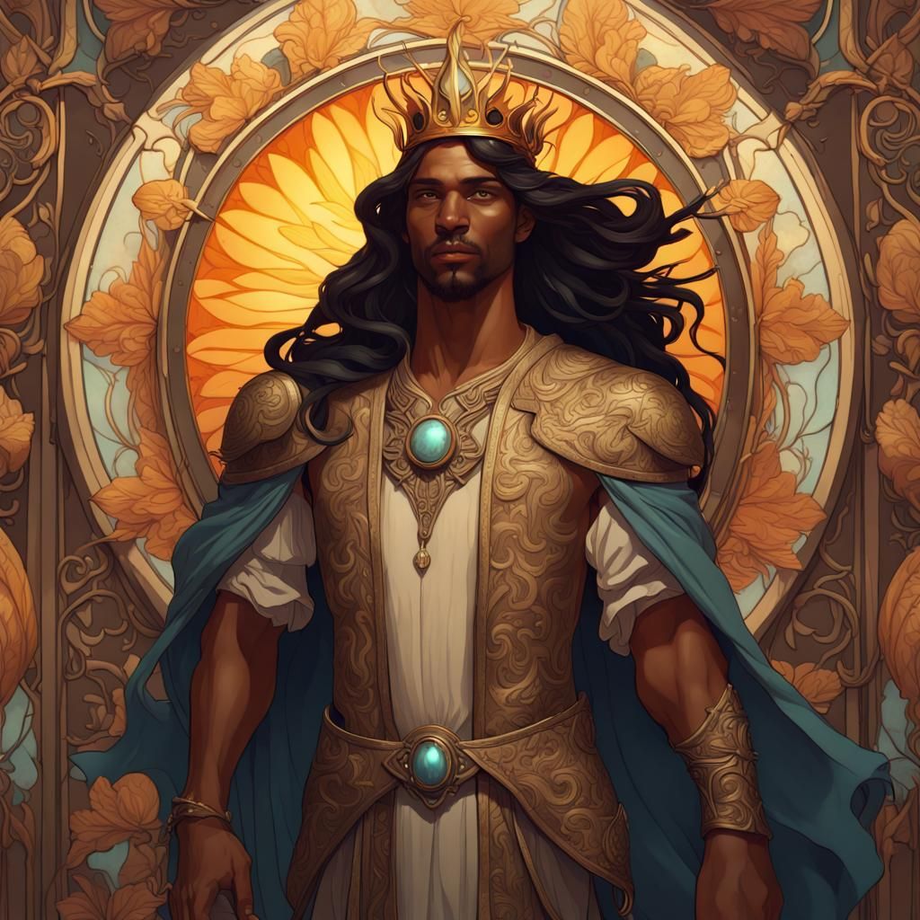 Helion, High Lord of the Day Court - Art Nouveau Fairy Man w...