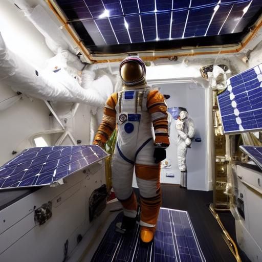 astronaut in (((bio-suit)) on deck of space ship sailing through ether ...