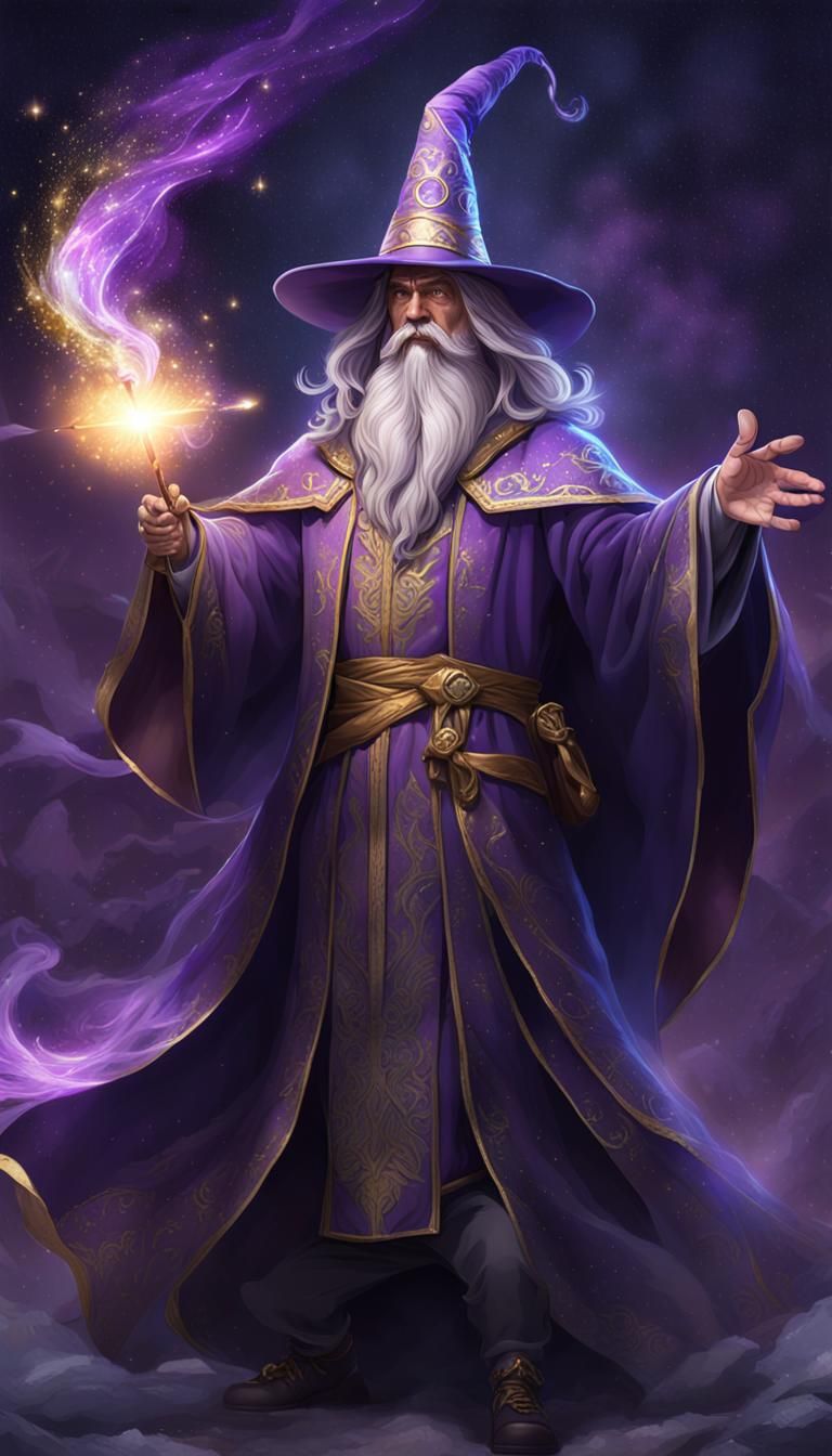 Ethereal Wizard in Triadic Splendor - AI Art