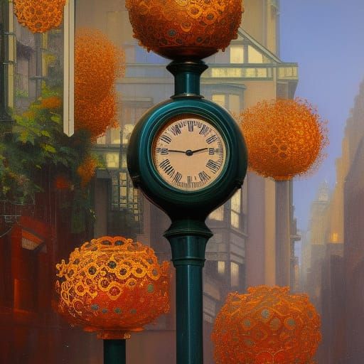 Lamp Post Clock - AI Generated Artwork - NightCafe Creator