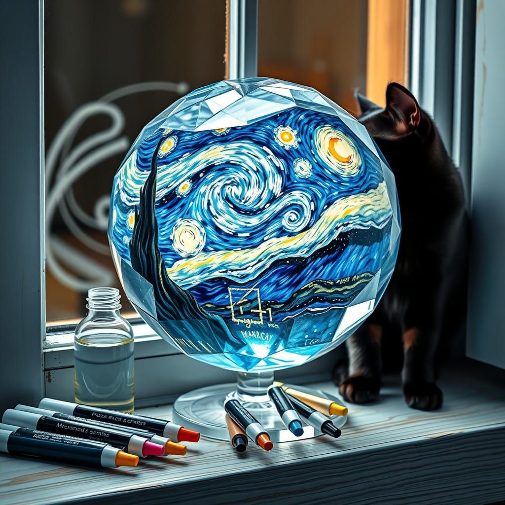 Photo realistic, hyper realistic. Starry Night painting by Van Gogh ...