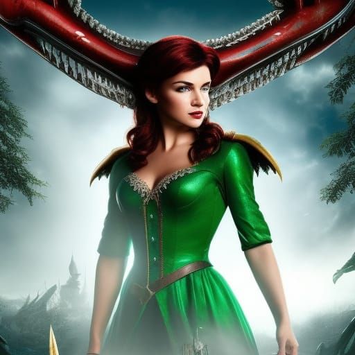 tinkerbell wearing captain hook's hook, bloody::insanely detailed ...