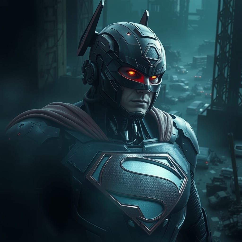 Cyborg Superman Dominates Post-Apocalyptic Dystopi... - AI Art