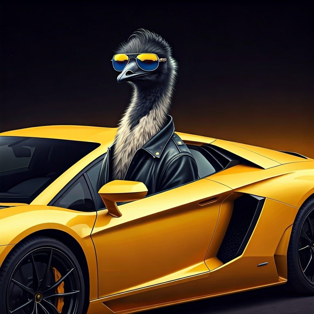 Emu Driving Supercar Learn to Live a Little