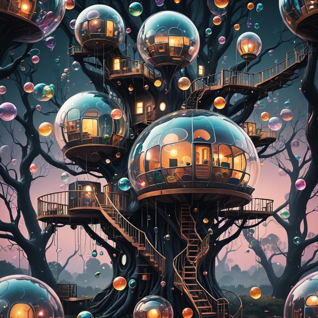 Bubble treehouse - AI Generated Artwork - NightCafe Creator