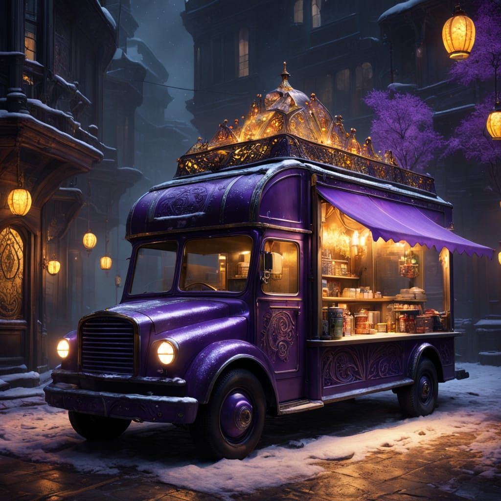 Gothic Christmas Food Truck of Forgotten Magic - AI Art