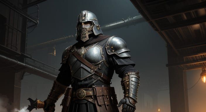 Industrial Royal Knight - Battle-Hardened Steel Warrior in I...