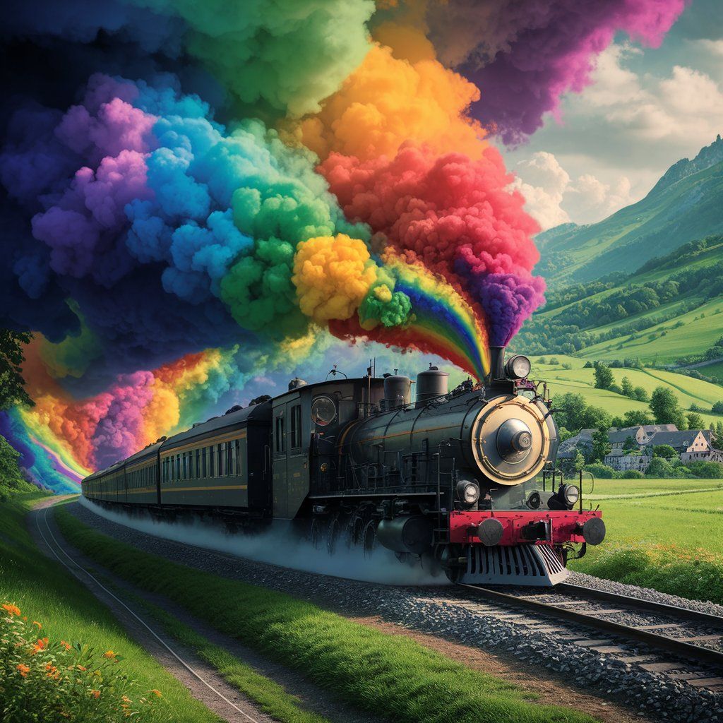 Rainbow Train - AI Generated Artwork - NightCafe Creator