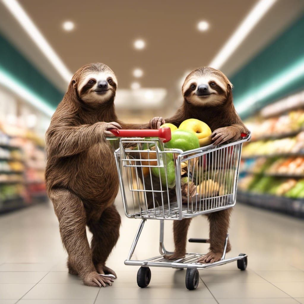 Sloths shopping - AI Generated Artwork - NightCafe Creator
