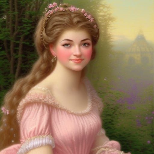 a face view painting of a beautiful noblewoman in her late teens who ...