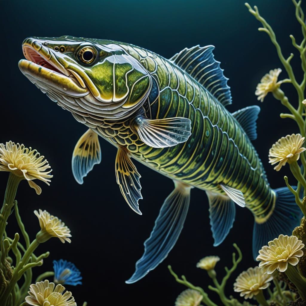 Majestic Pike with Transparent, Glass-Like Scales ... - AI Art