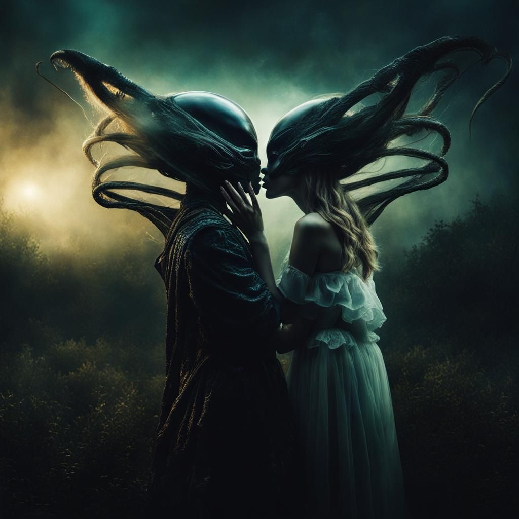 Aliens' kiss - AI Generated Artwork - NightCafe Creator