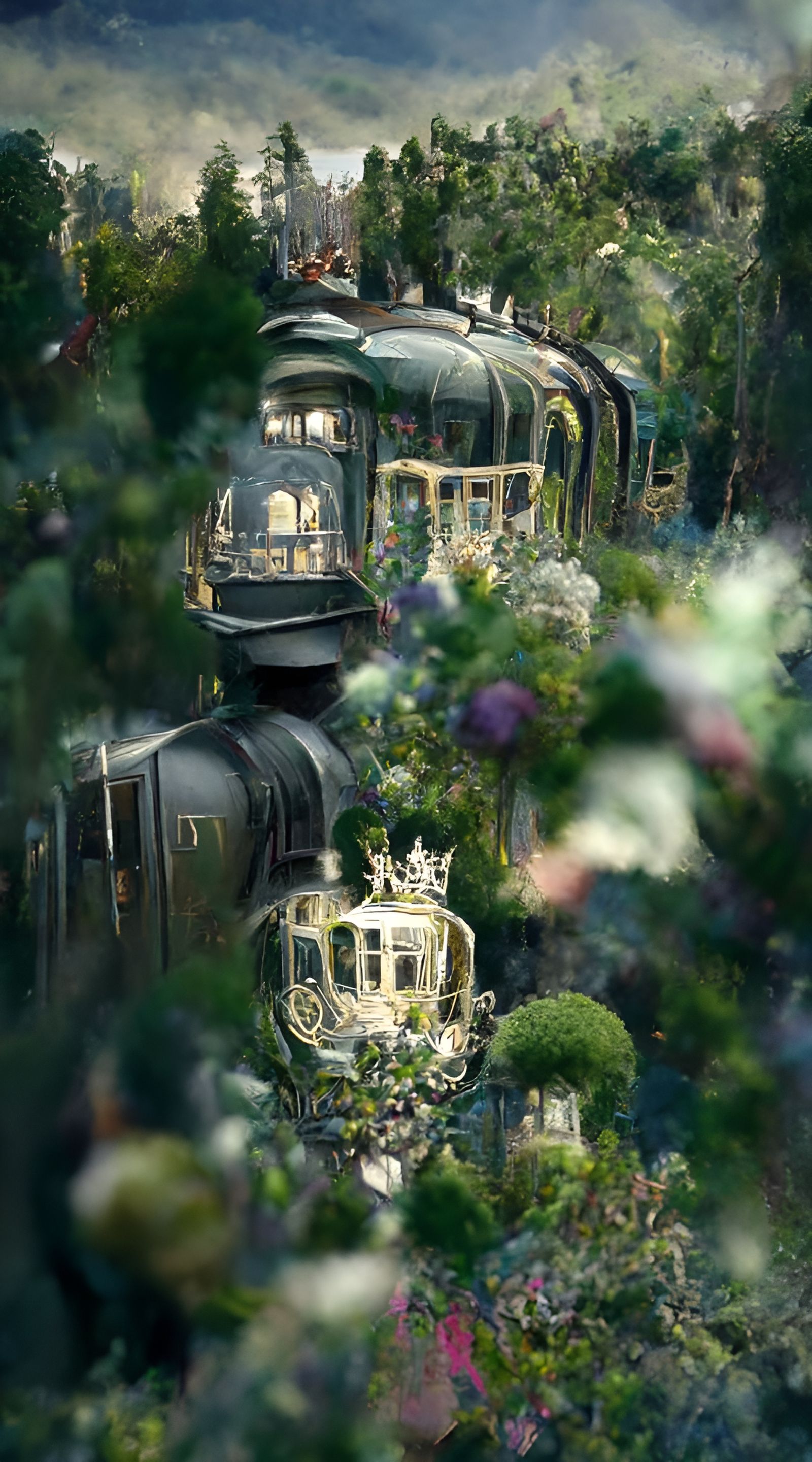 hedge maze; fairy tale; Orient express; train; forest; - AI Generated ...