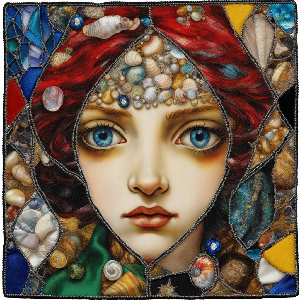 A Patchwork Portrait of the Face of a Beautiful Princess, Patchwork ...
