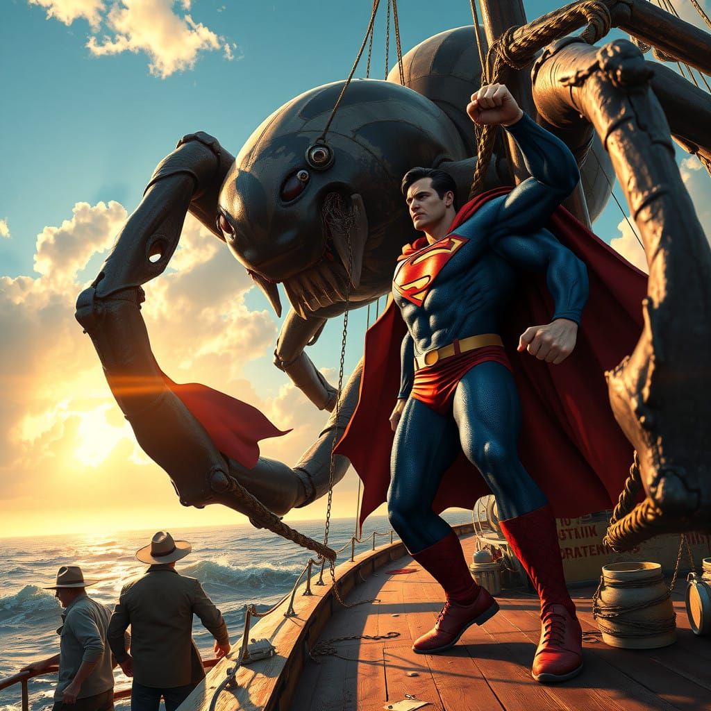 Superman Captures a Giant Venom Spider on the High... - AI Art