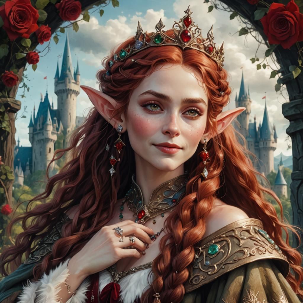 A Beautiful Elf Queen in Elf Castle's Garden - AI Generated Artwork ...