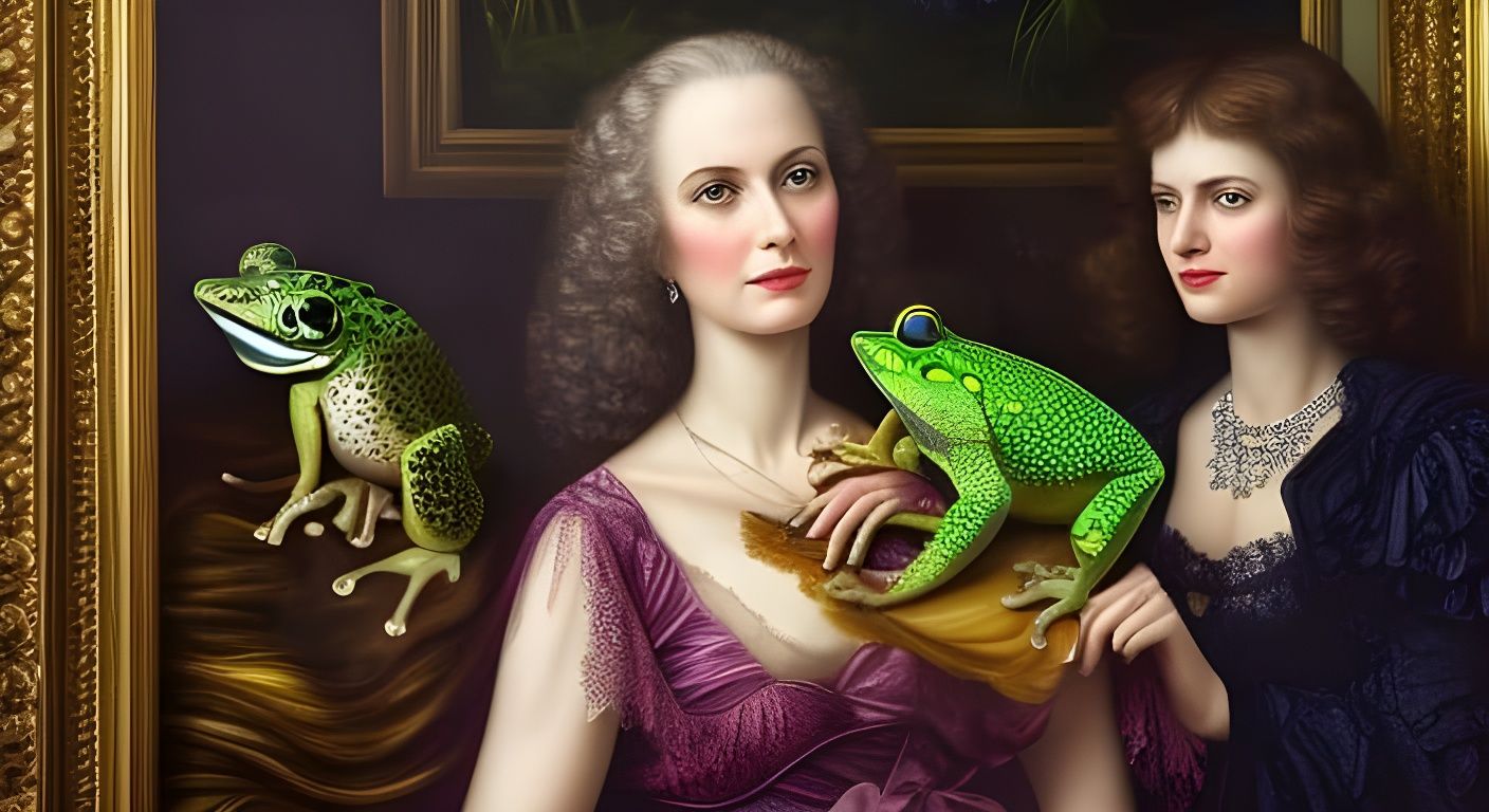 women with pet frogs - AI Generated Artwork - NightCafe Creator
